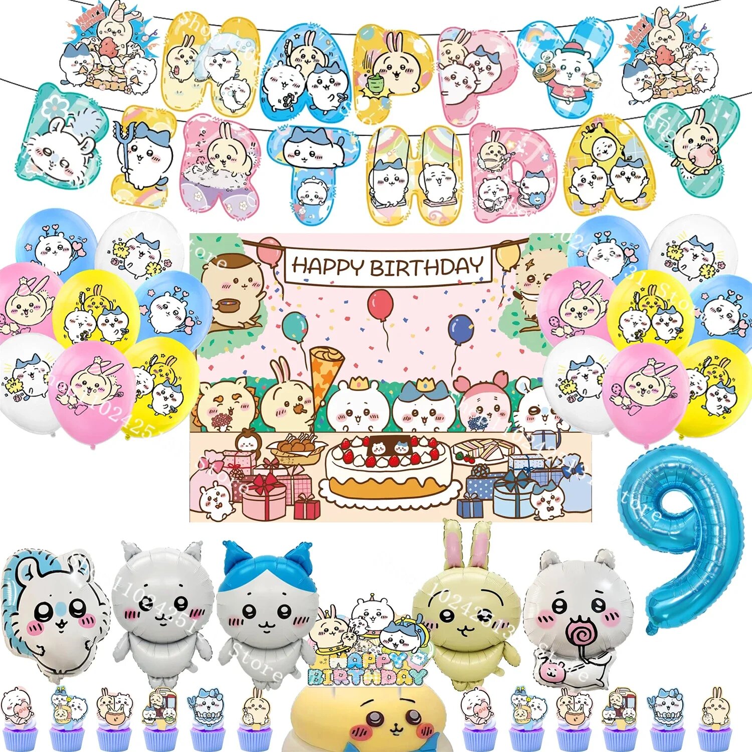 Chiikawa украшения для вечеринки MINISO 1set B9