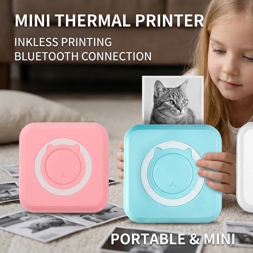 Мини-термопринтер Bluetooth Белый, Model 1 green — фото 1