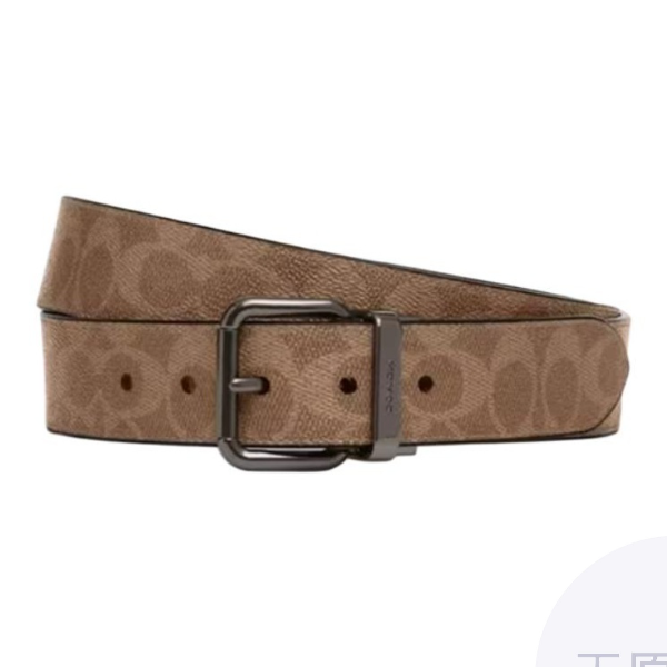 COACH ПВХ Искусственная кожа Ремни Мужской Коричневый Угольный серый Ширина корпуса 3,8 см OneSize