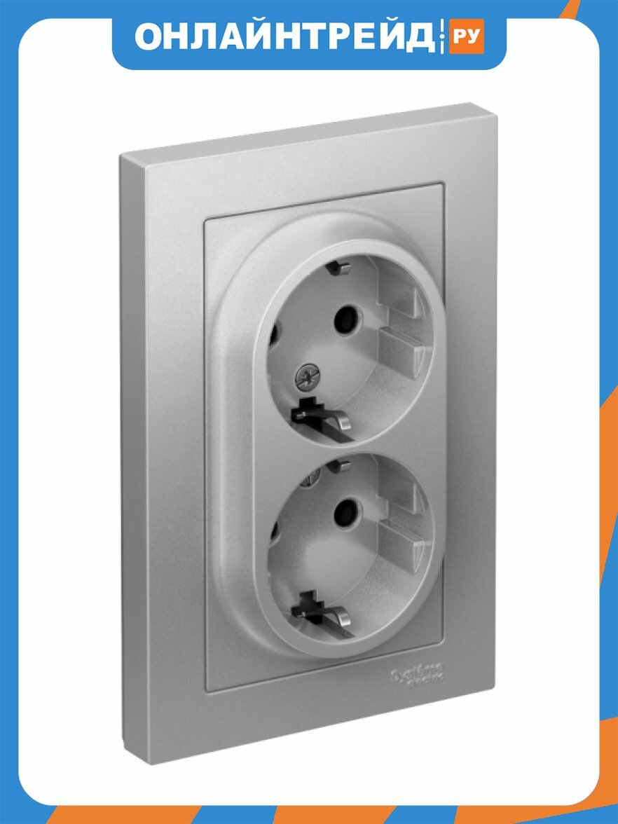 Розетка Systeme Electric (schneider Electric) SCHNEIDER ELECTRIC ATLASDESIGN 16А, в сборе, алюминий ATN000324