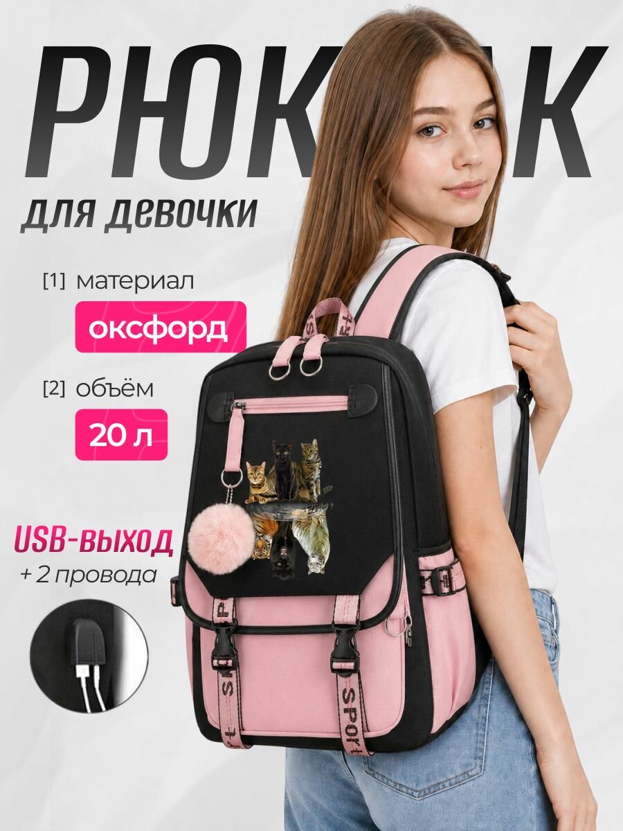 Рюкзак школьный для девочки с USB-выходом