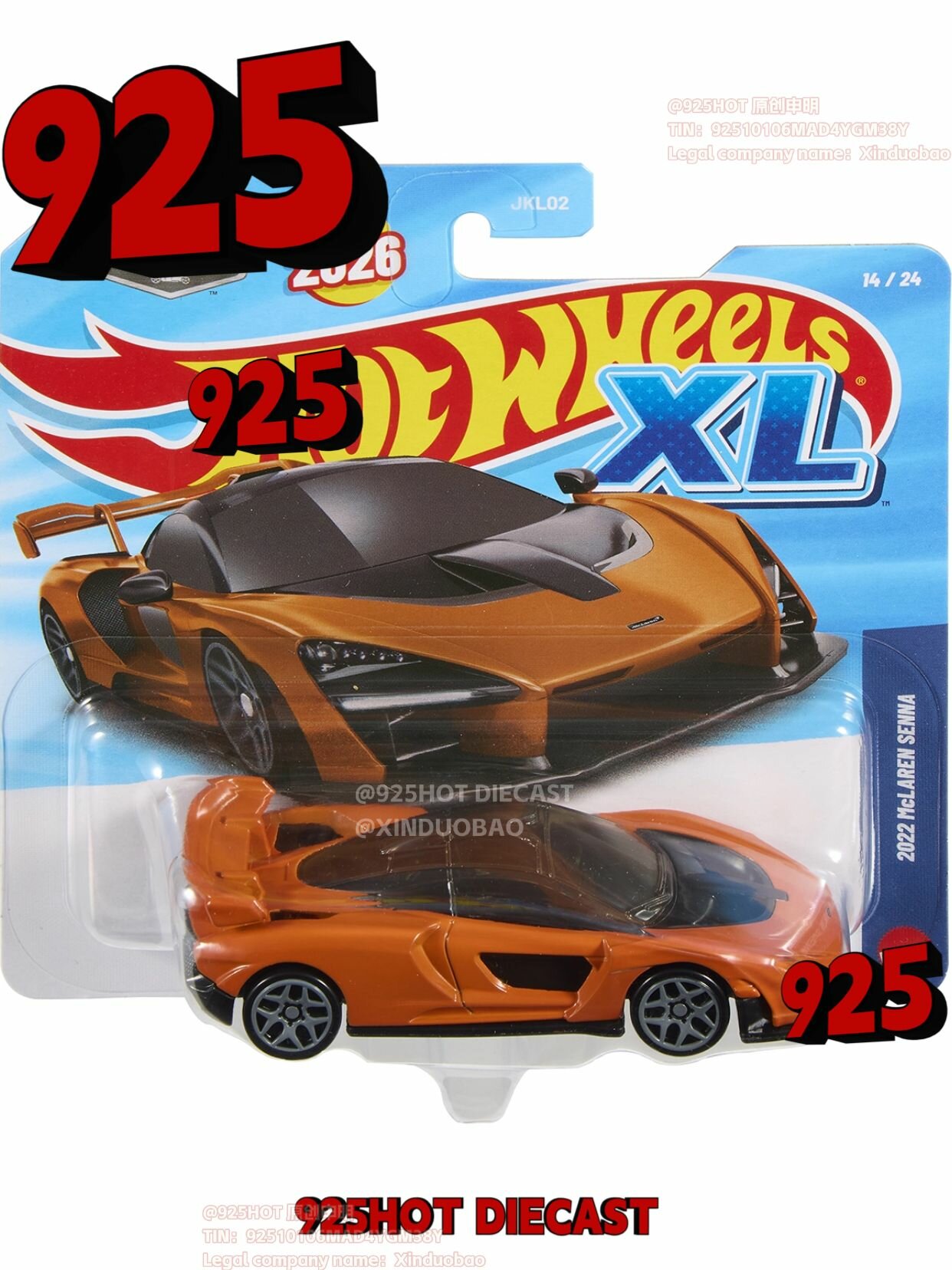 Машинка 925HOT WHEEL XL 1/43 JKL02 2022 McLaren Senna игрушечная машина