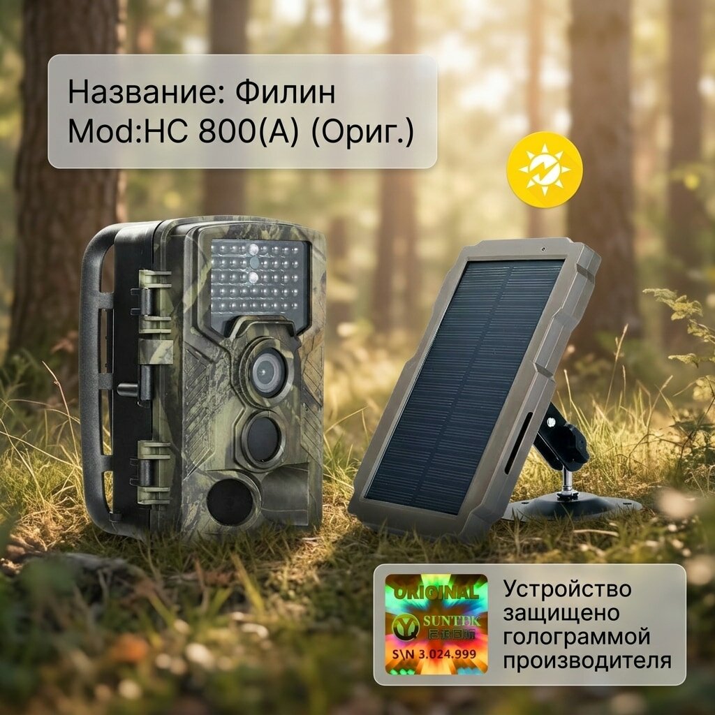 Фотоловушка с солнечной батареей Филин HC 800-A и SP-Dual-08