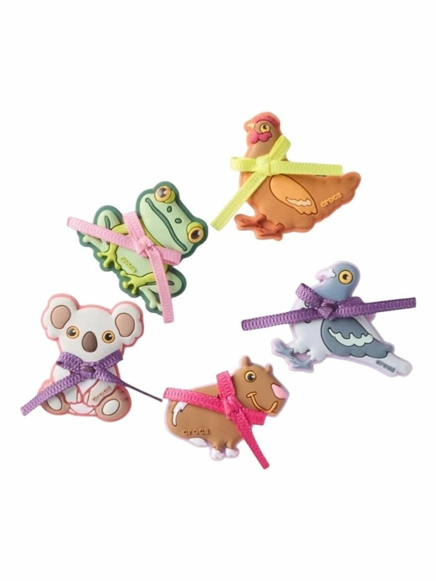 Джиббитс Crocs Coquette Animal Friends 5 Pack зеленый; розовый; фиолетовый; оранжевый 100% полимер 10017624