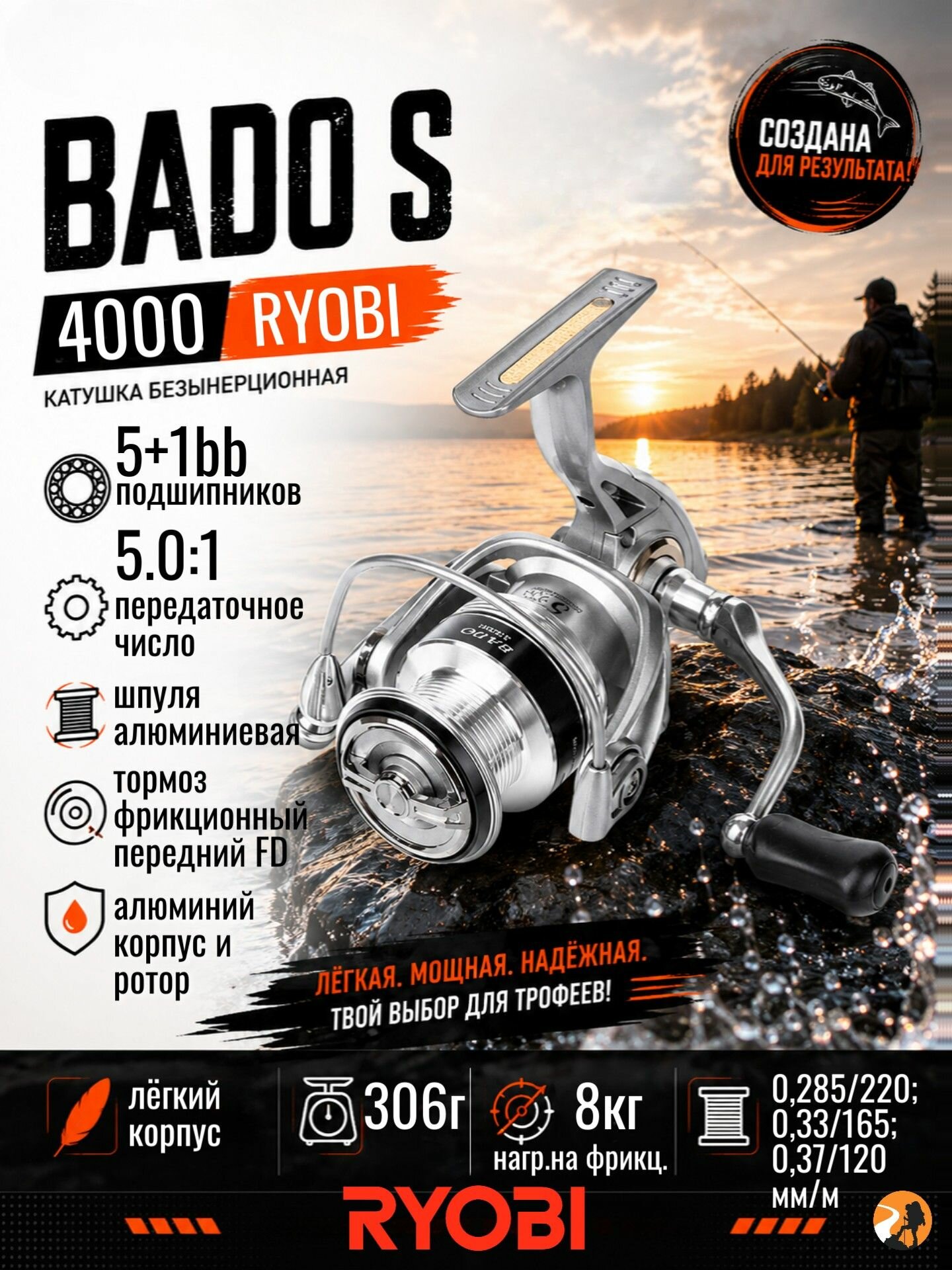 Катушка для спиннинга Bado S Ryobi 4000