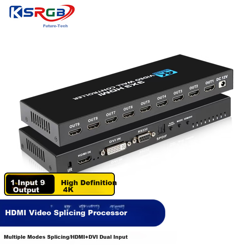 KSRGB HDMI сплиттер 1 вход 9 выходов 4K30 вход Высококачественный многопанельный сплиттер для телевизора Модель：1 вход