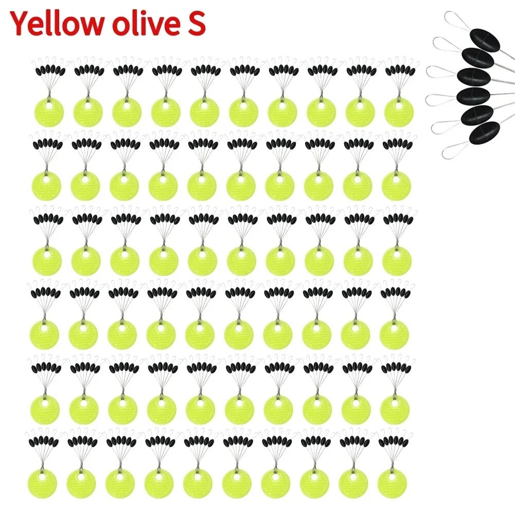 Резиновые поплавки для рыбалки Yellow Olive S/M/L Long Column S/M/L 60шт Yellow olive S