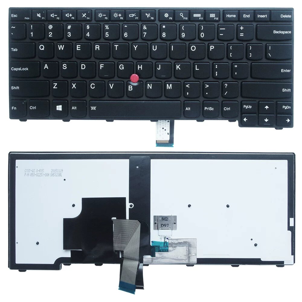 Клавиатура для Lenovo ThinkPad E431/E440/T431S с черной пленкой и подсветкой, совместимая с установкой стержней