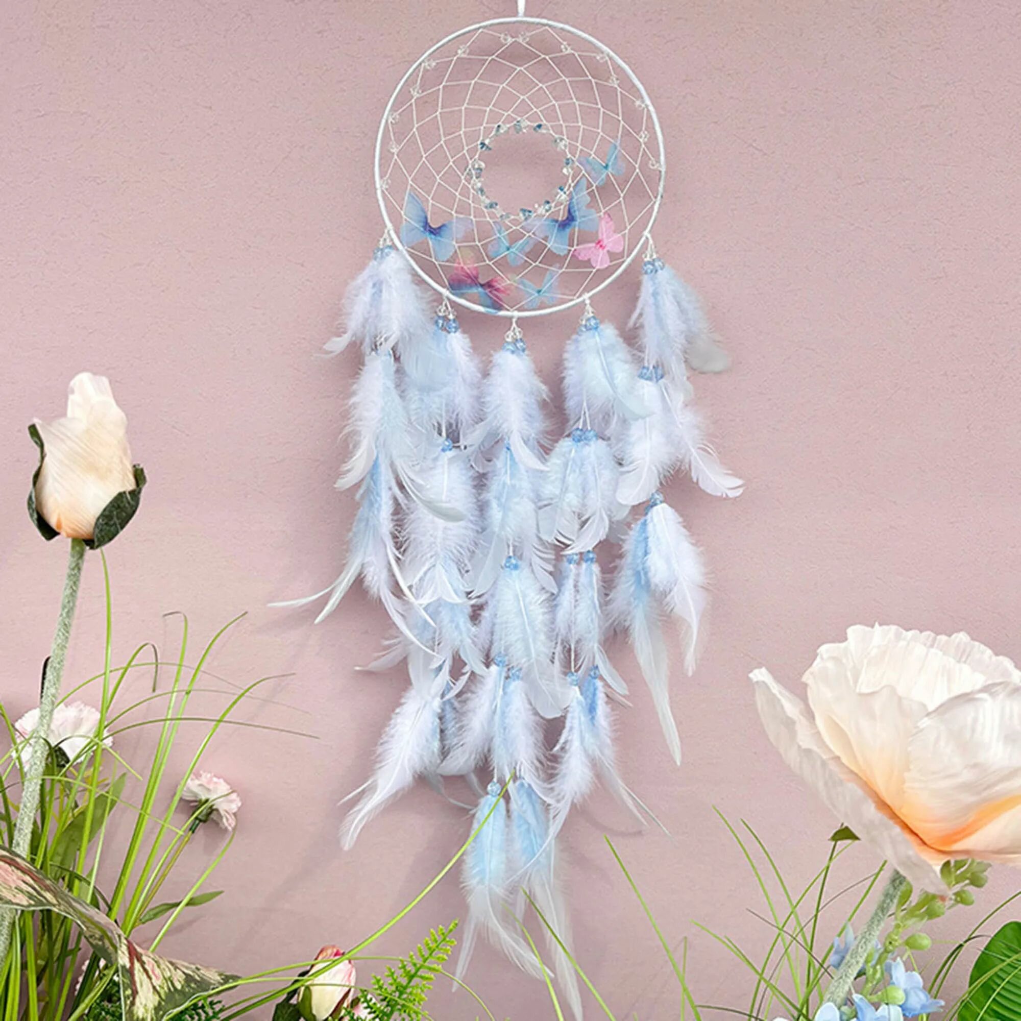 Ловец снов, Большой ловец снов с перьями на стене, 70-сантиметровый амулет для дома, подарок на день рождения