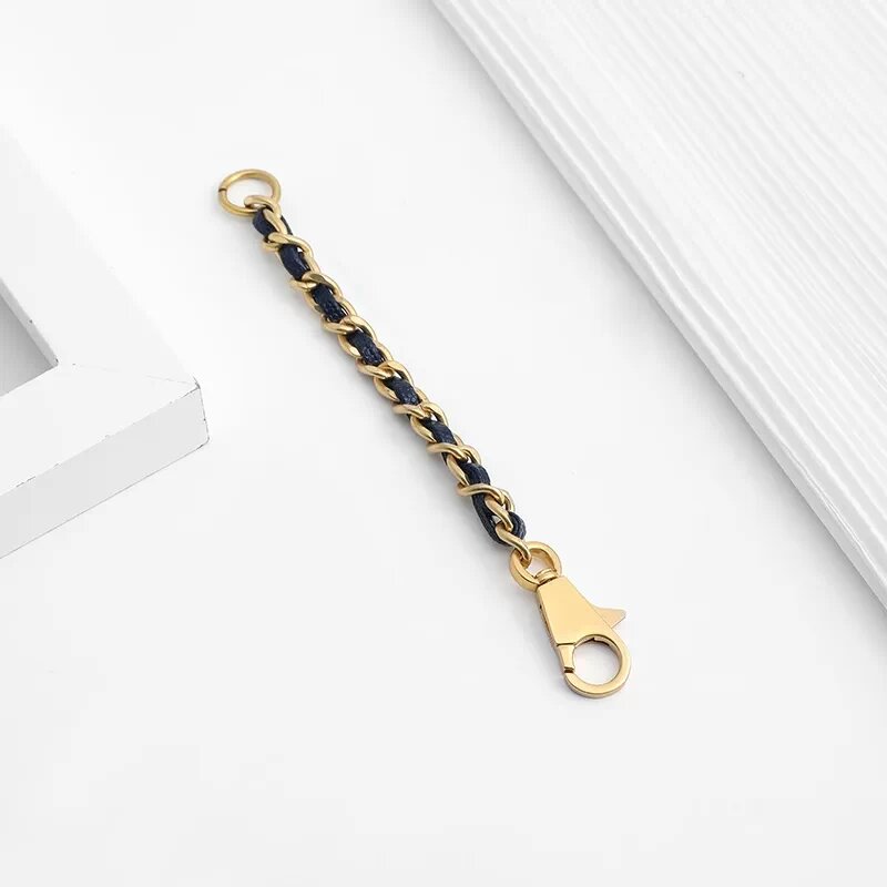 Замена цепочки сумки Chanel Coco Handle - Синяя кожа с золотым ободком, 15 см