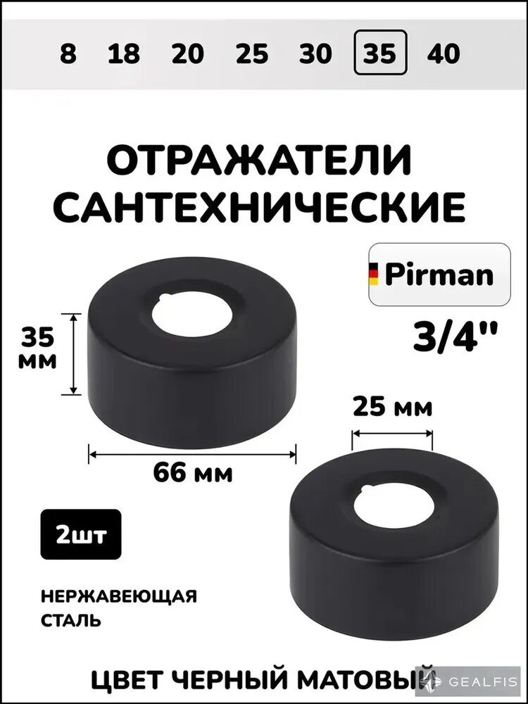 Отражатель для смесителя и полотенцесушителя сантехнический глубокий черный круглый 3/4, 2шт.
