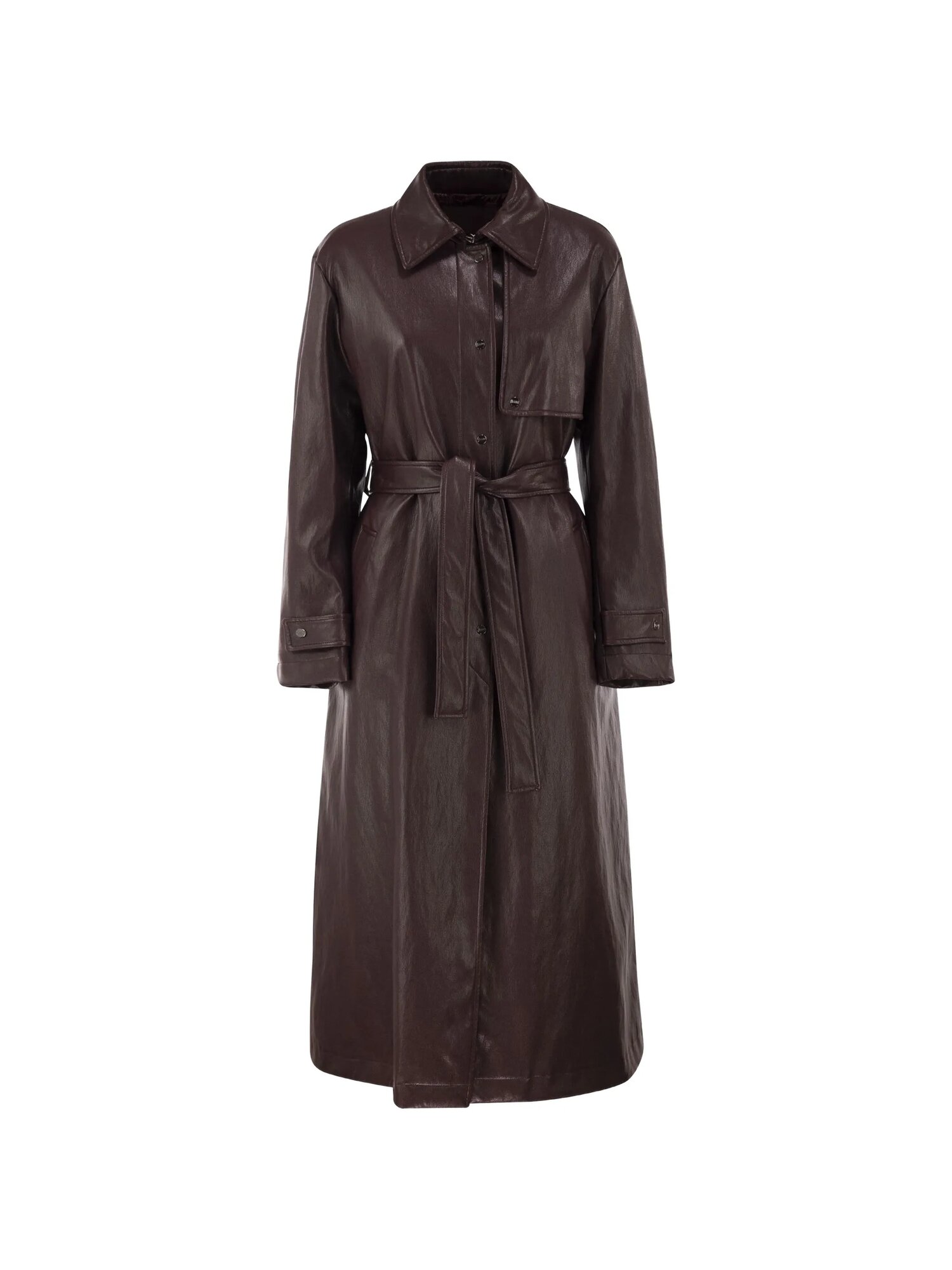 Пальто Belted leather-effect trench coat