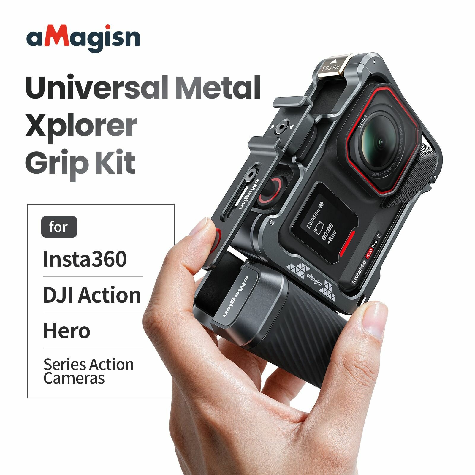 AMagisn Insta360 DJL Action Hero Металлическая рукоятка Спортивная камера Insta360 DJL Action Hero