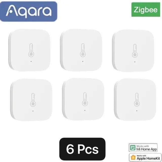 Глобальная версия оригинального датчика окружающей среды Aqara для измерения давления воздуха, температуры и влажности Zigbee умный дом для Xiaomi Mi Home Homekit-6 штук