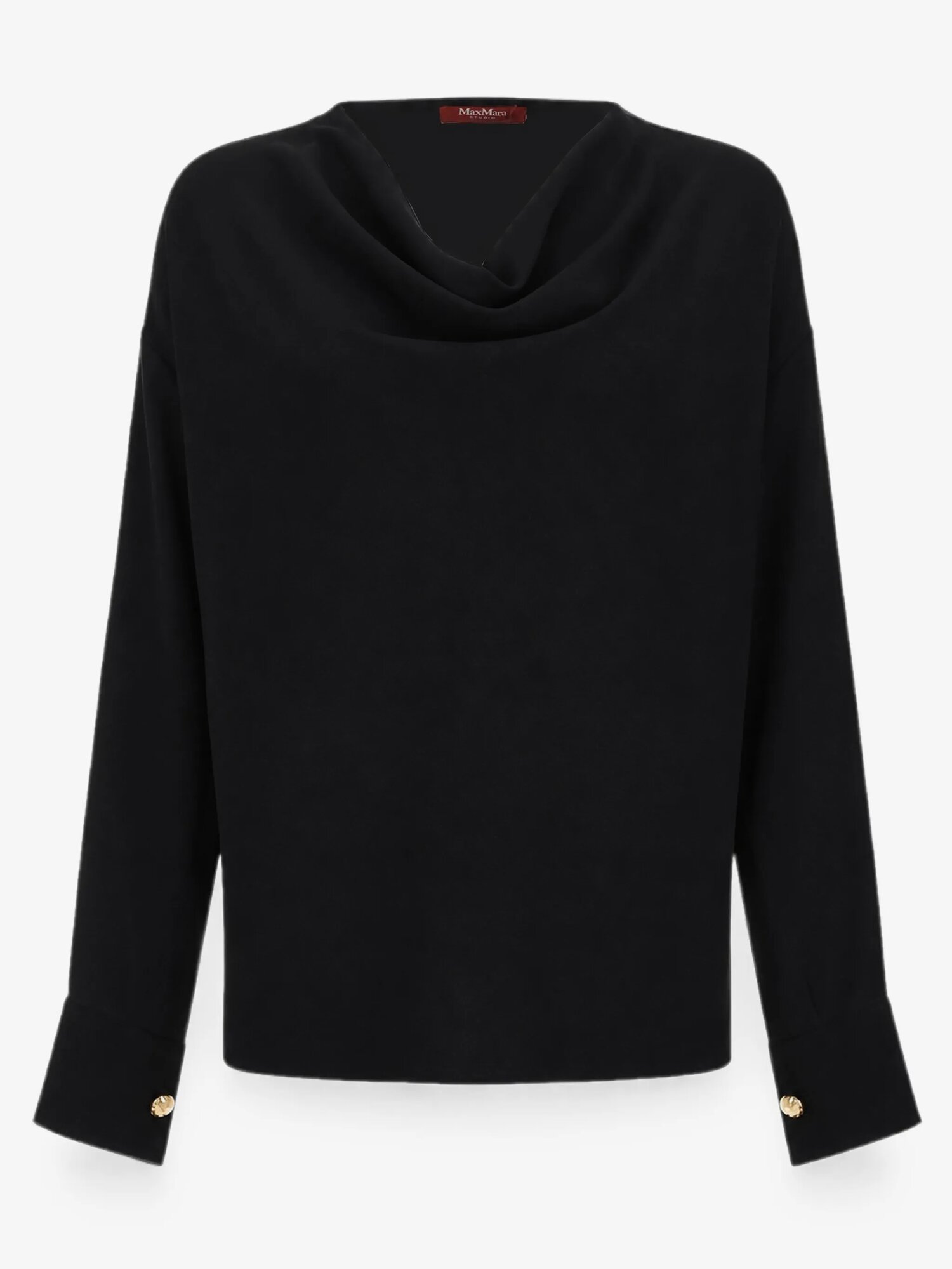 Блуза Max Mara Cowl-neck button-cuff blouse, размер 46, черный — фото 1