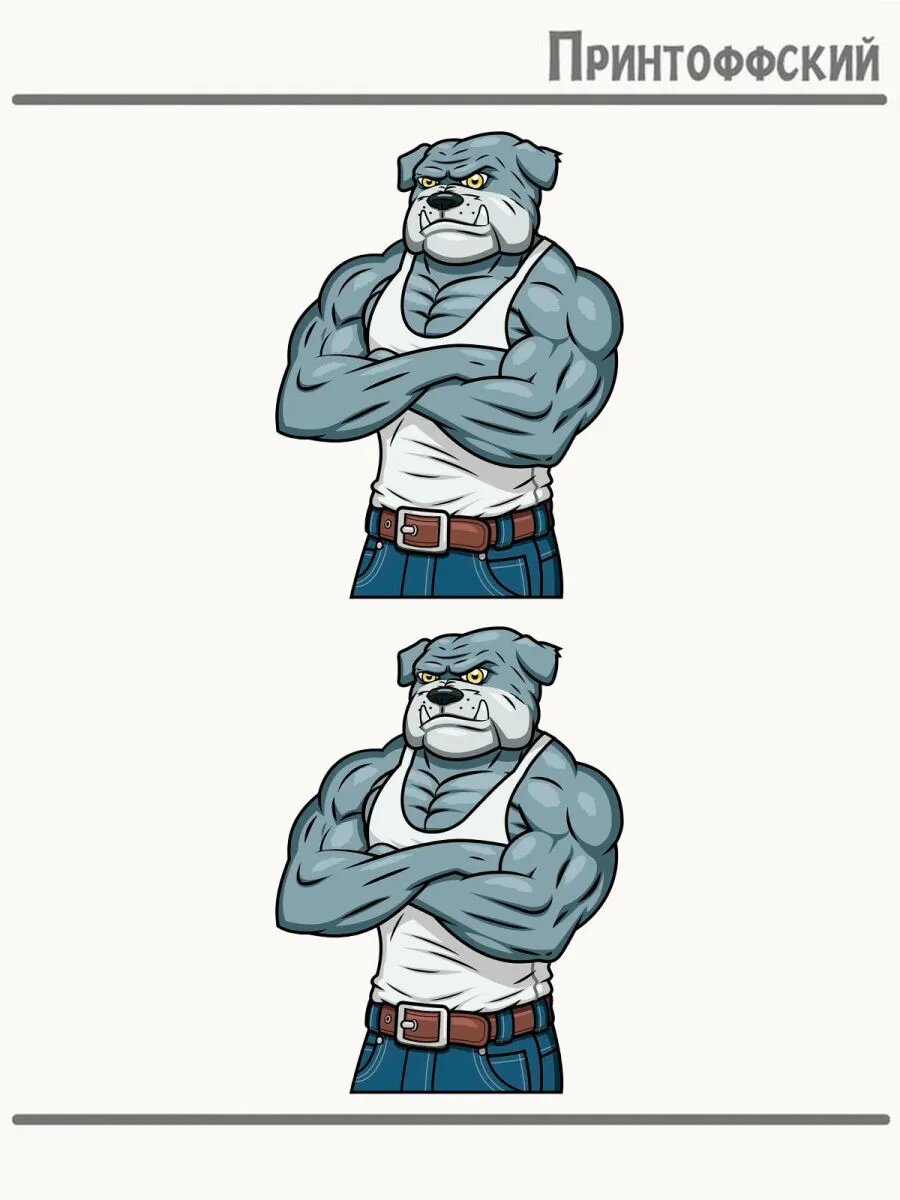 2-е (Две) Термонаклейки бульдог bulldog качок мультяшный