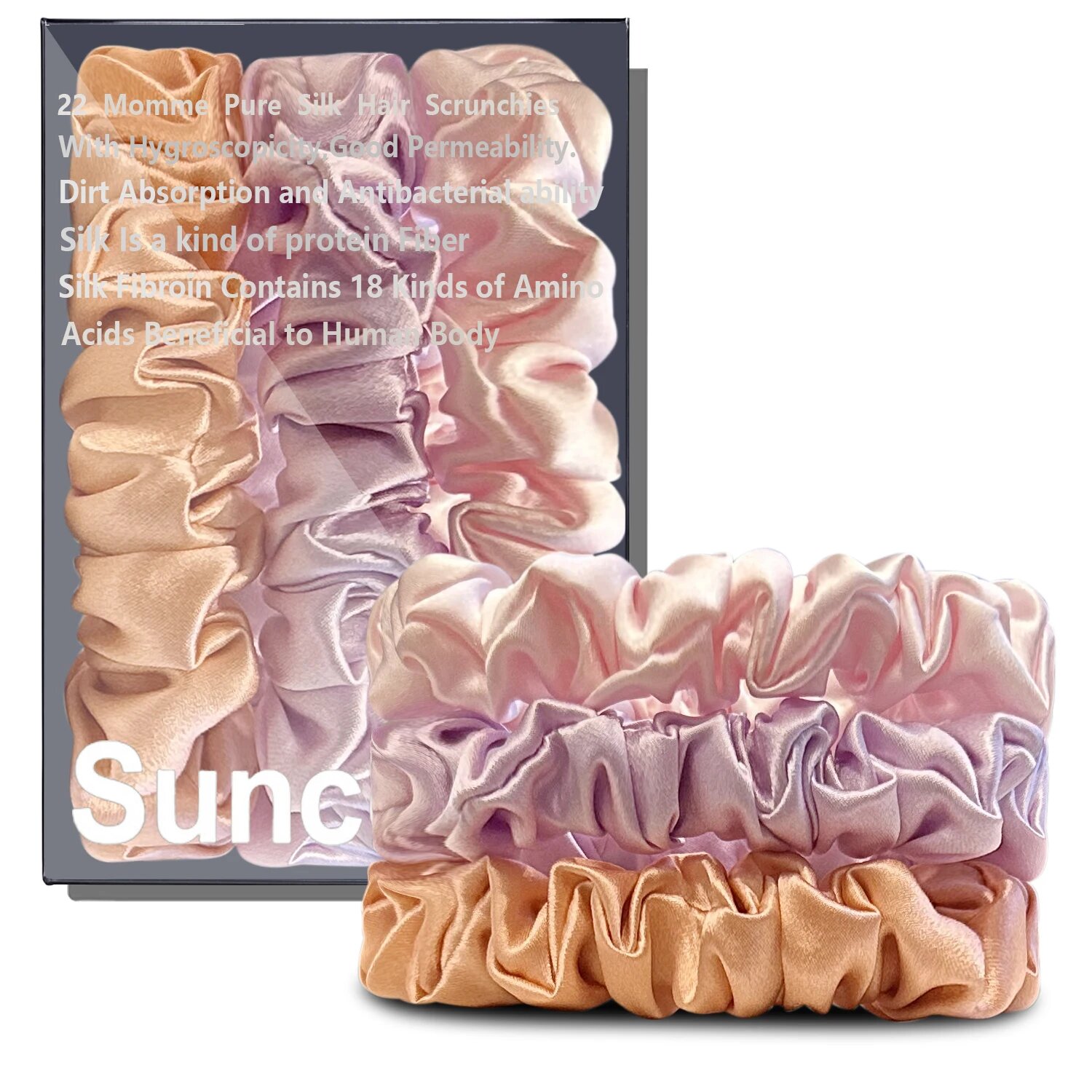 Шелковые резинки для волос Suncé, 12 шт в коробке, цвет 3PCS