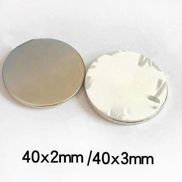 Мощный круглый магнит 40x2 мм 40x3 мм с двусторонней лентой 40x2mm, 1pcs
