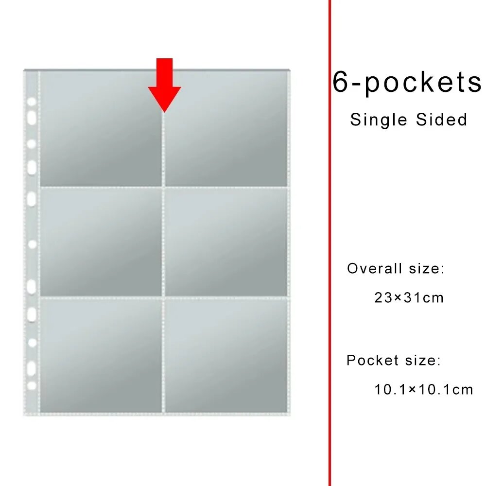 Прозрачные страницы для фотоальбома A4, 11 отверстий, многокарманные 6-pockets