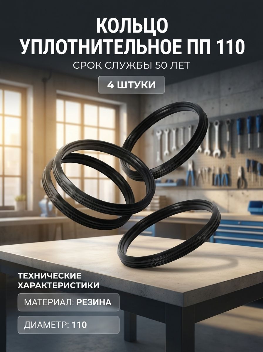 Кольцо уплотнительное ПП 110 для внутренней канализации 4 штуки