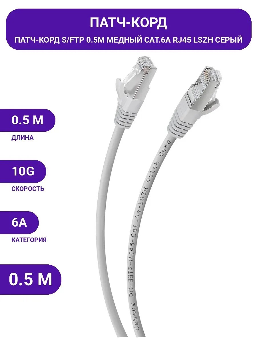 Экранированный патч-корд Cabeus S/FTP, категория 6а