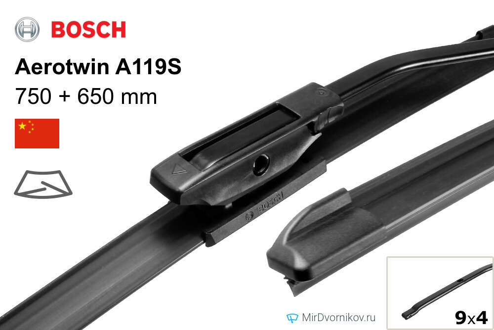 Щетки стеклоочистителя Bosch Aerotwin A119S к-т 750/30'+650/26'/Renault Grand Scenic III, Scenic III.