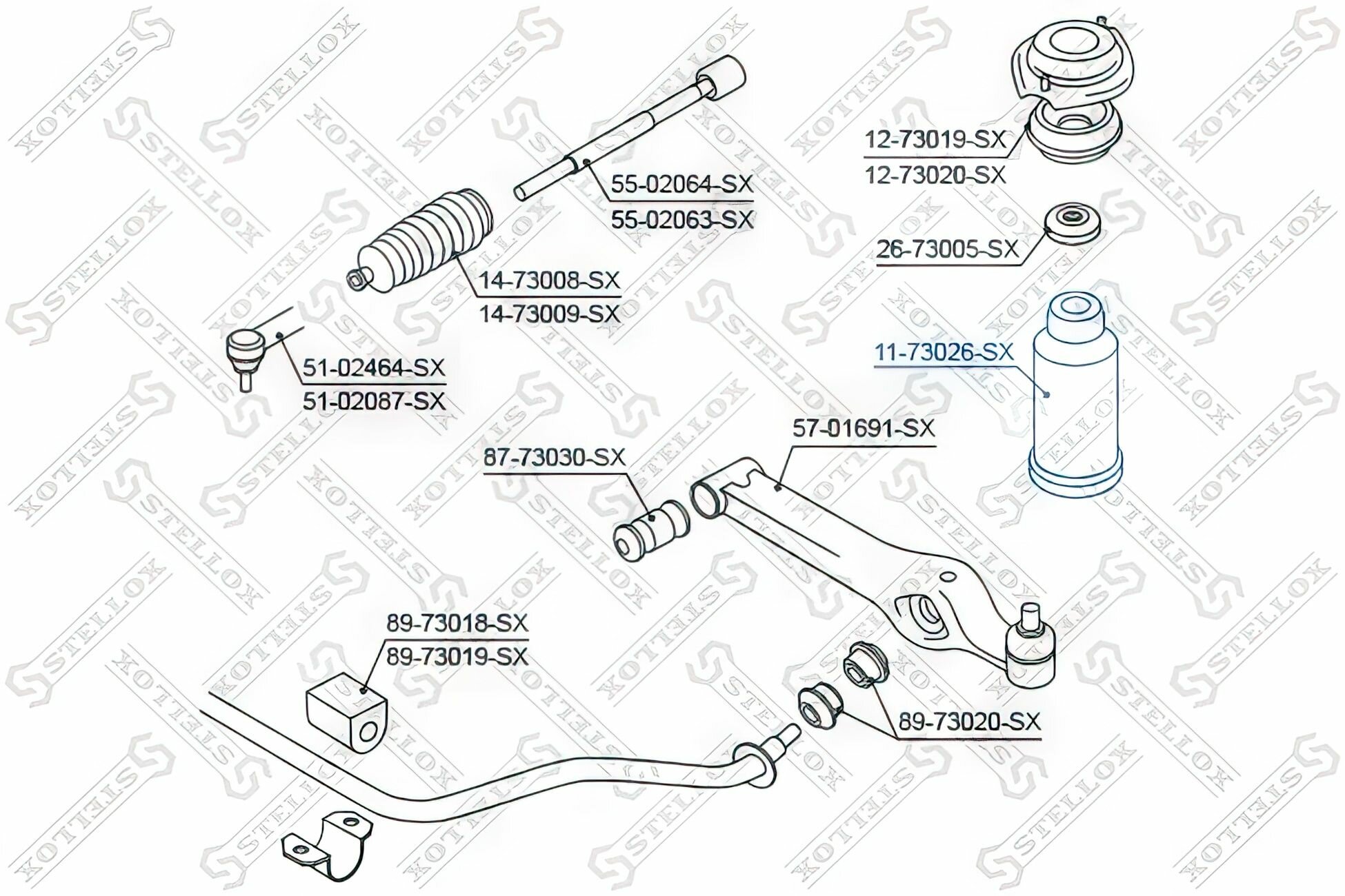 Пыльник и отбойник амортизатора переднего для Дэу Матиз 11-73026-SX STELLOX