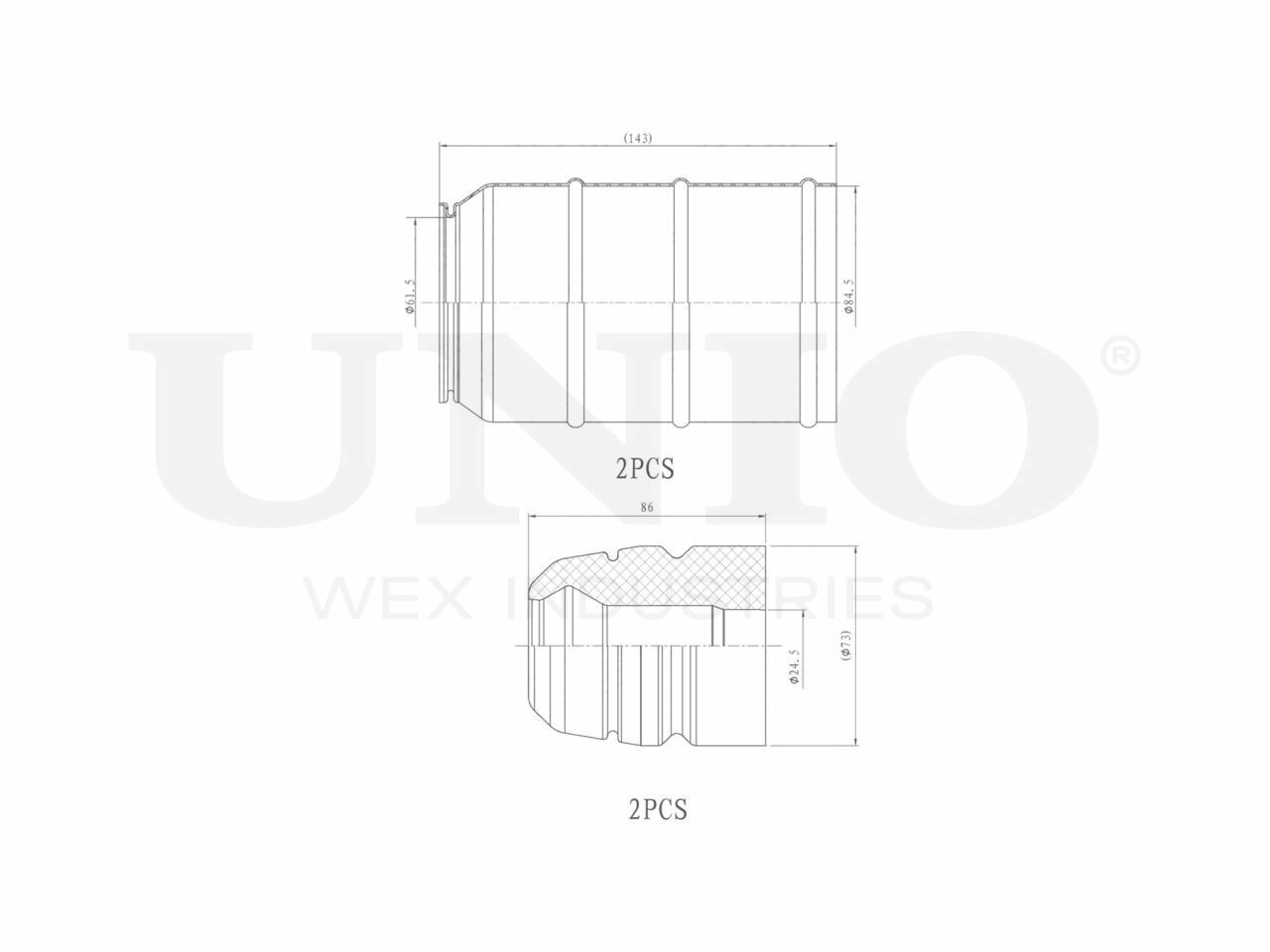 Комплект пыльник и отбойник (по 2 шт.), для Пежо Боксер I, II 94-, Ситроен Джампер 02-, Фиат Дукато (230, 244 Z) Peugeot Boxer Citroen Jumper Fiat Ducato 94- артикул DUC-50089 производителя UNIO