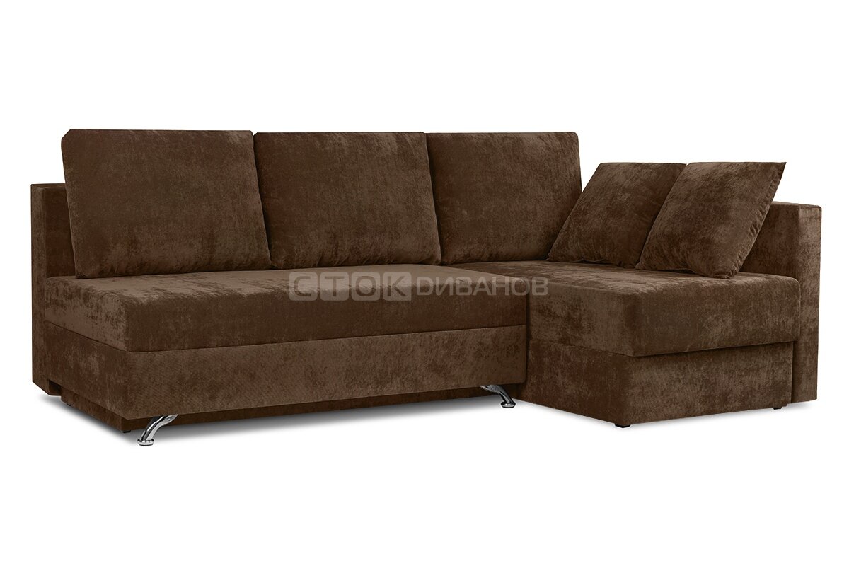 Угловой диван Сток Диванов Диксон Brown коричневый 210 см, механизм еврокнижка