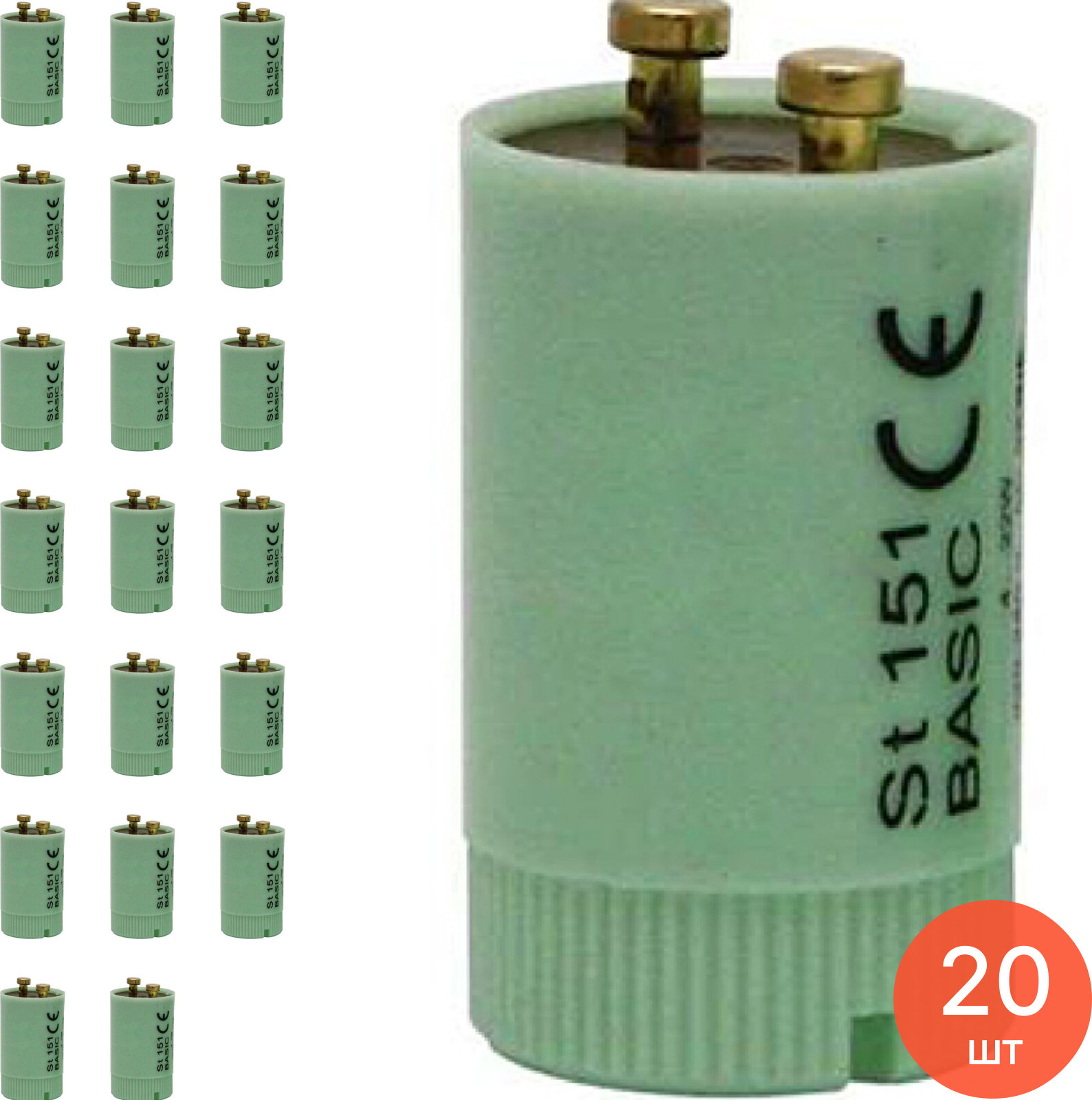 Стартер для люминесцентных ламп OSRAM / Осрам ST 151 Basic, 220/240В, 4/22Вт / освещение (комплект из 20 шт)