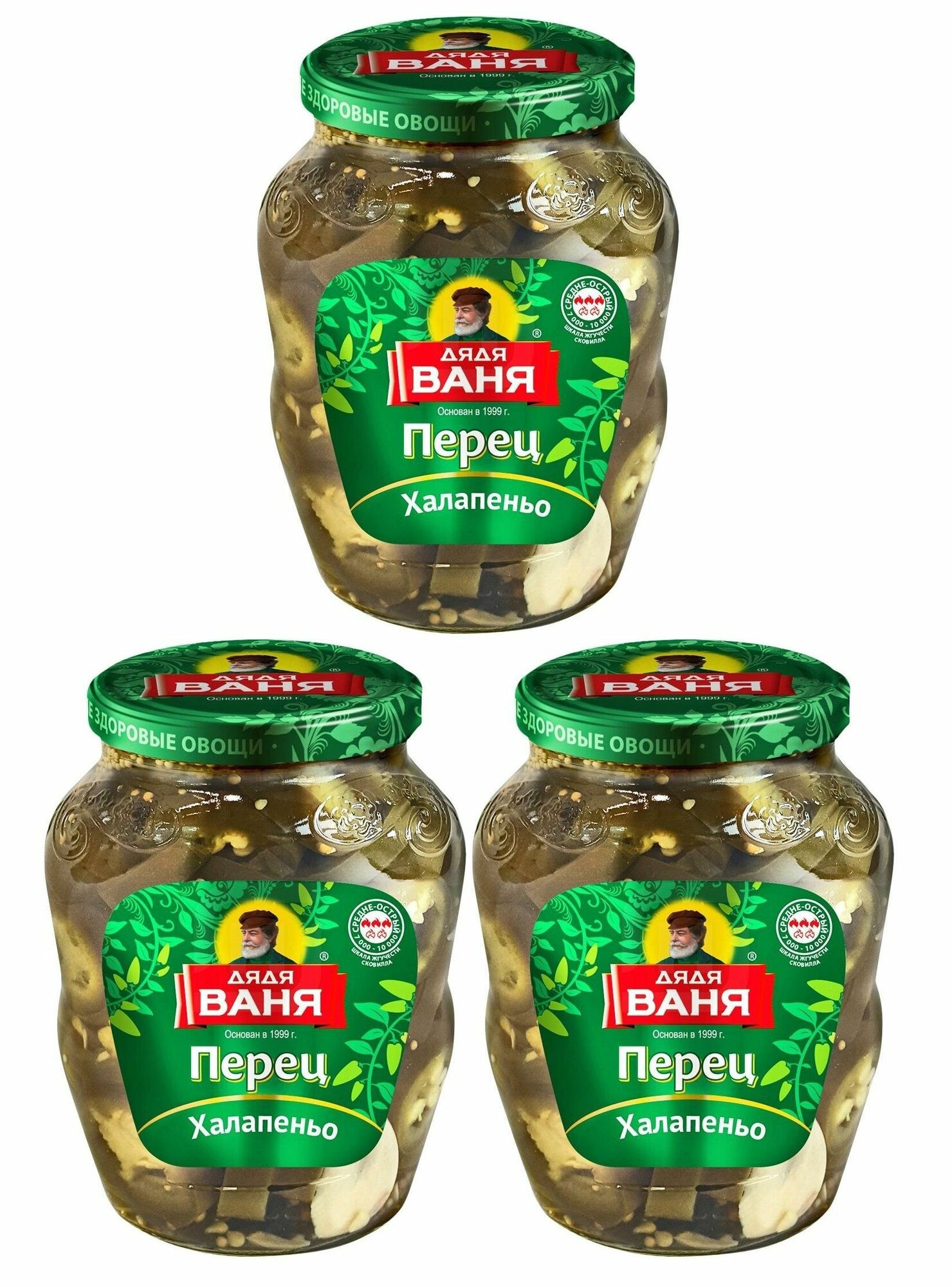 Перец Халапеньо зеленый Дядя Ваня 350 гр (Набор из 3 шт)