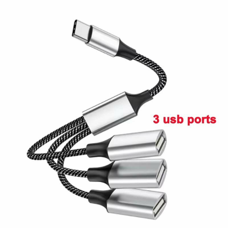 Переходник Type C на двойной USB OTG, удлинитель зарядного кабеля