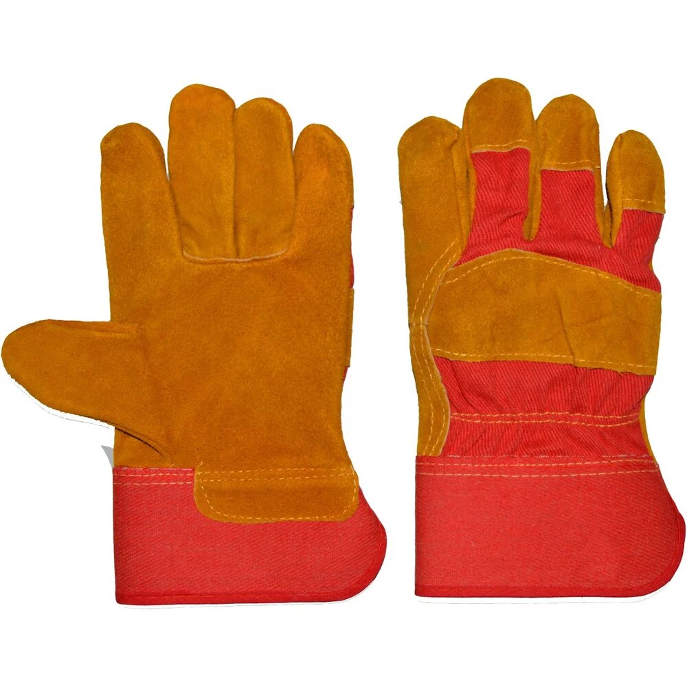 РосМарка Перчатки спилковые комбинированные (2008), красный/желтый, размер 10,5 Р2008