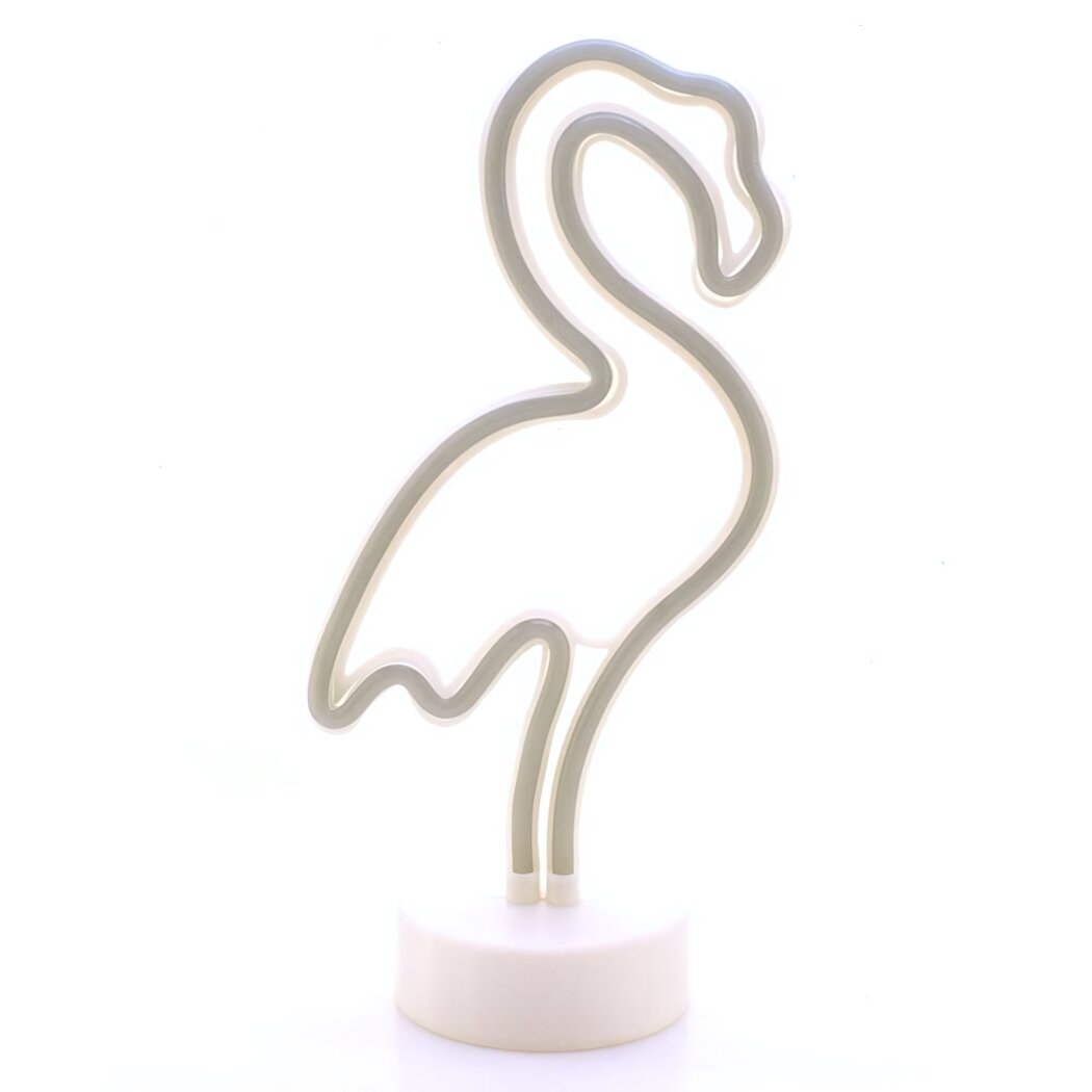 Ночник неоновый «Фламинго» 33 см, пластик, мягкий свет для детской, белый/фиолетовый