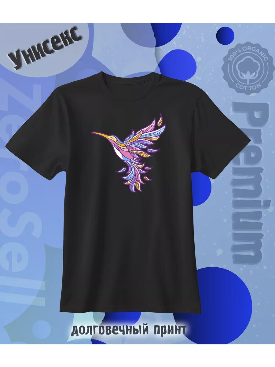 Футболка колибри в цвете