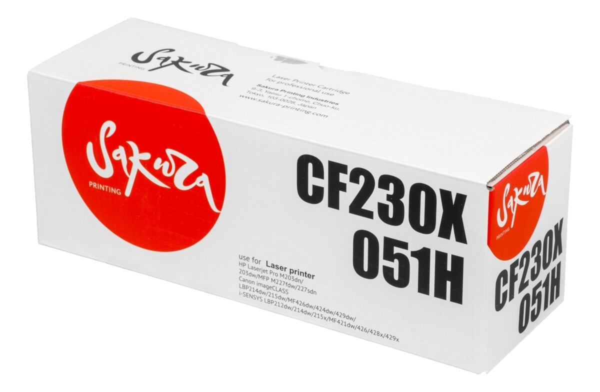 Картридж SAKURA CF230X/051H для HP и Canon, черный, 4000 к.
