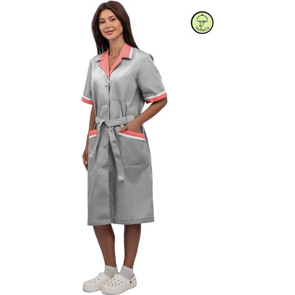 URSUS Халат женский "Прибой" цвет св. серый/коралловый/белый ХАЛ508-314; 44-46, 158-164 ХАЛ508-314/44-46, 158-164