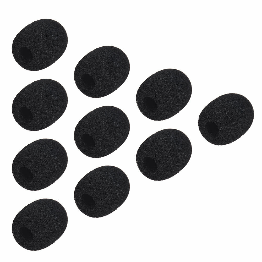 Andoer Mini Lapel Headset Microphone Windscreen Mic Foam Cover, Black 10-Pack