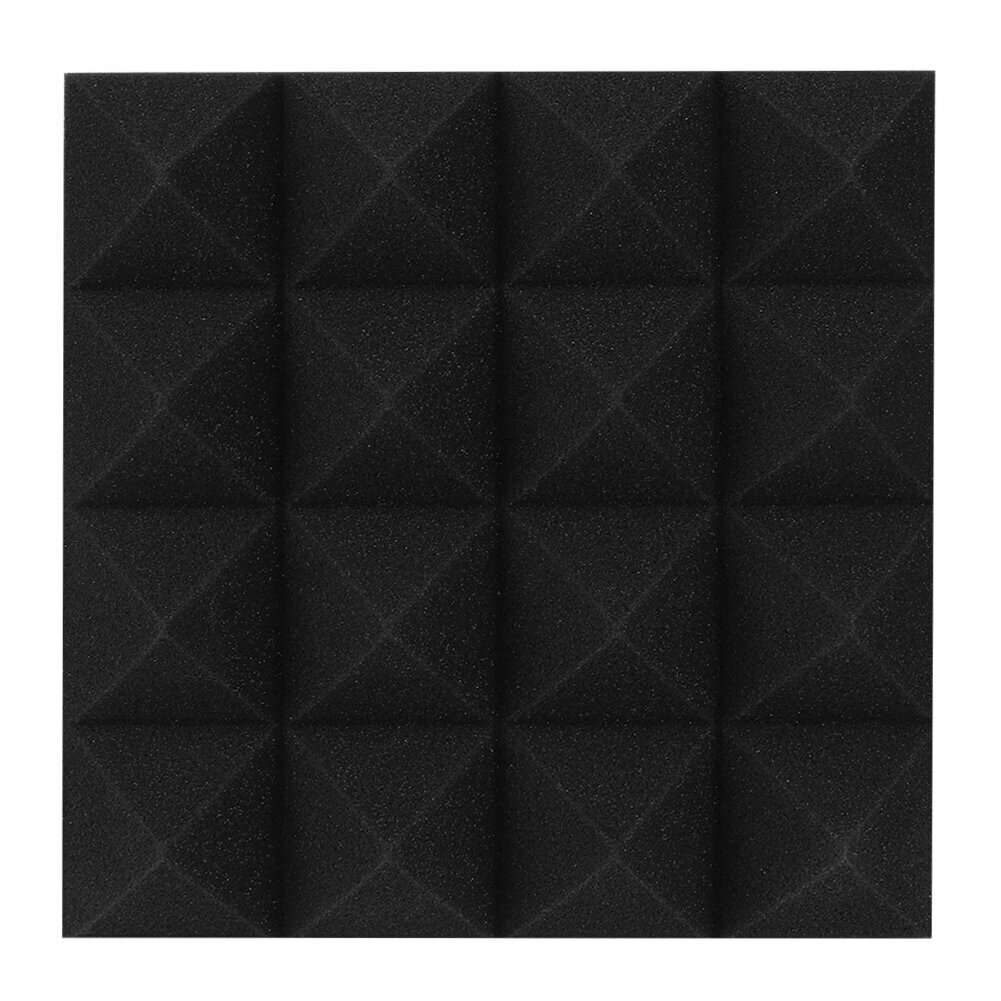6 шт. Звукопоглощающие хлопчатобумажные панели в форме пирамиды, акустические панели, звукоизоляционная пена для студии (черный)