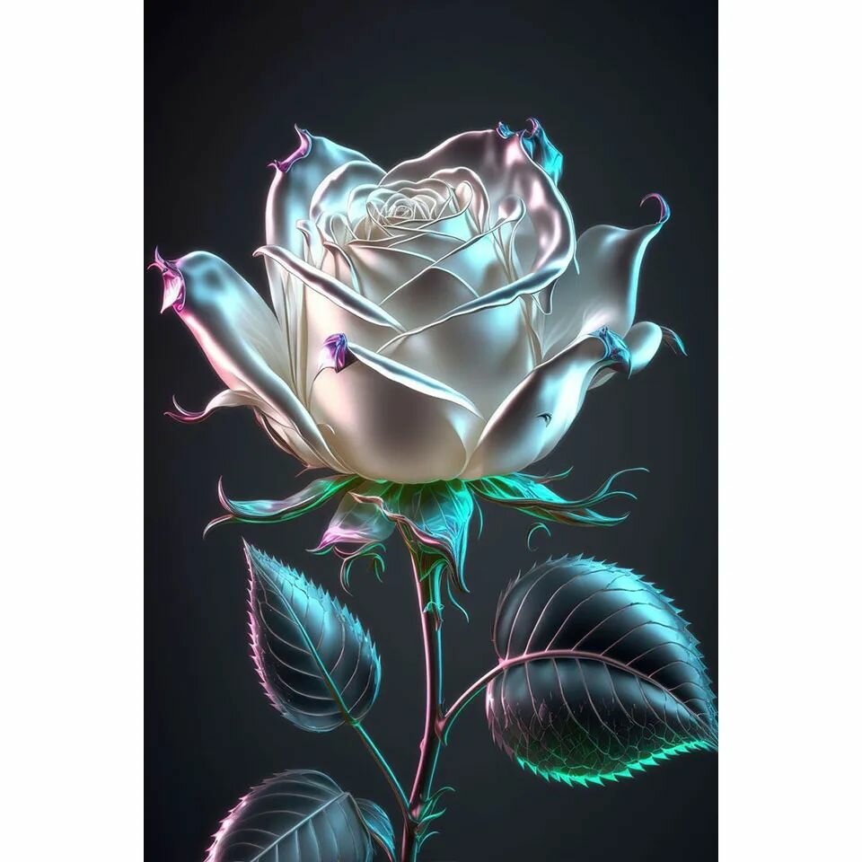 Алмазная картина "Блестящая роза-4m" алмазная огранка 40х50 см,40x50cm, белый