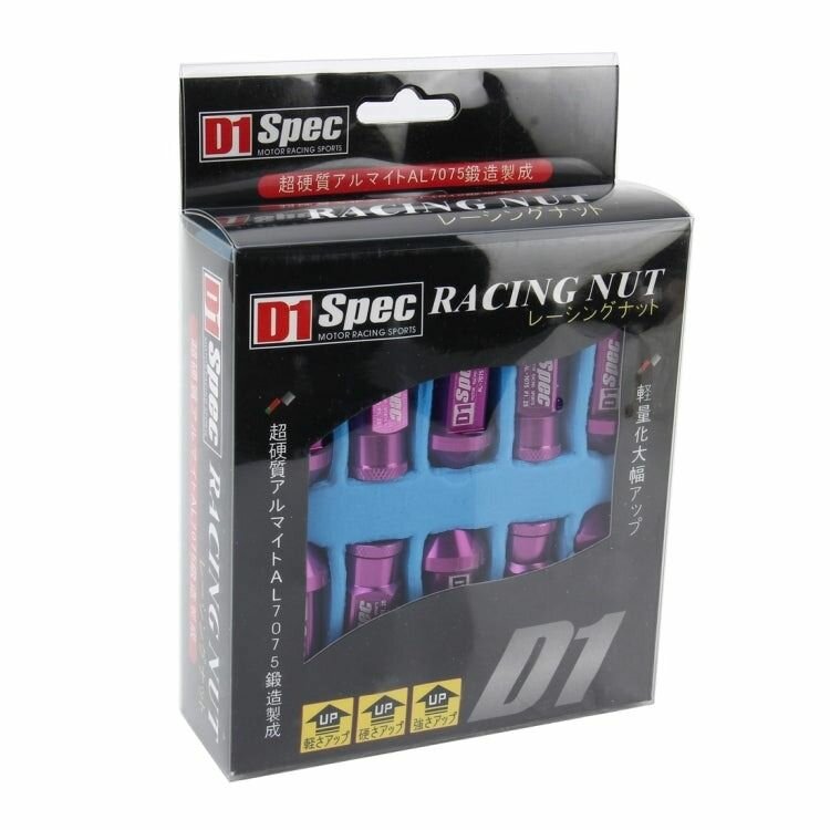 Спортивные колесные гайки D1 spec M12*1.25 Purple фиолетовые комплект 20 штук