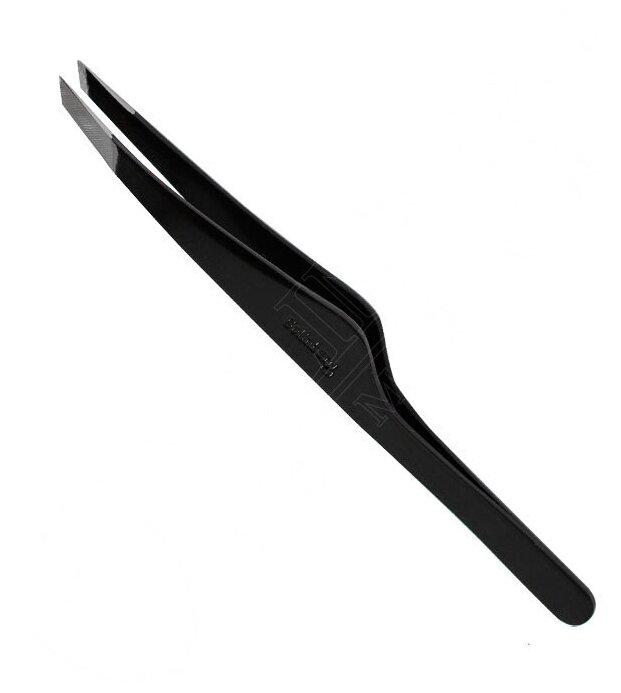 251-G807z, Пинцет для бровей Solinberg G807, (ручная заточка) чёрный, наклонное окончание с четкими