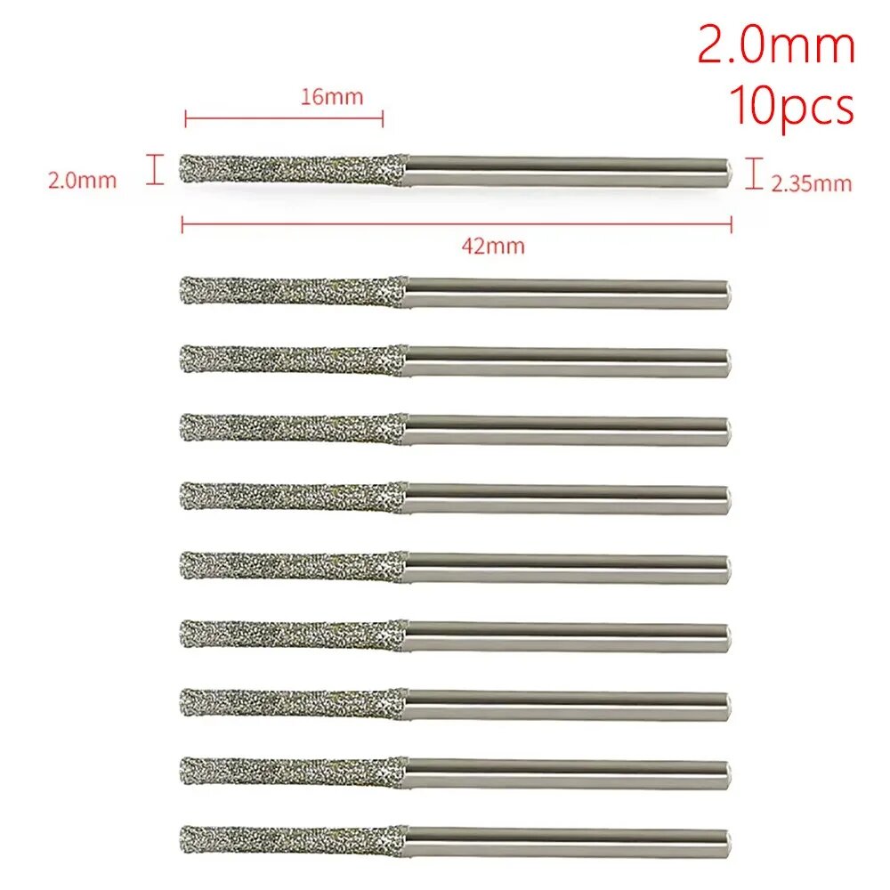 Сверла алмазные 0,8-2,5 мм 10 шт. 10Pcs 2.0mm