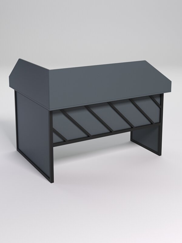 Стол эргономичный офисный СЭ-14 (правосторонний) с экраном "стронг" в стиле лофт декор №2, Темно-серый