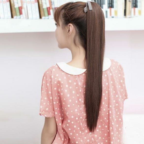 Женские длинные прямые парики с хвостиком для девушек и девушек, накладные волосы с пони