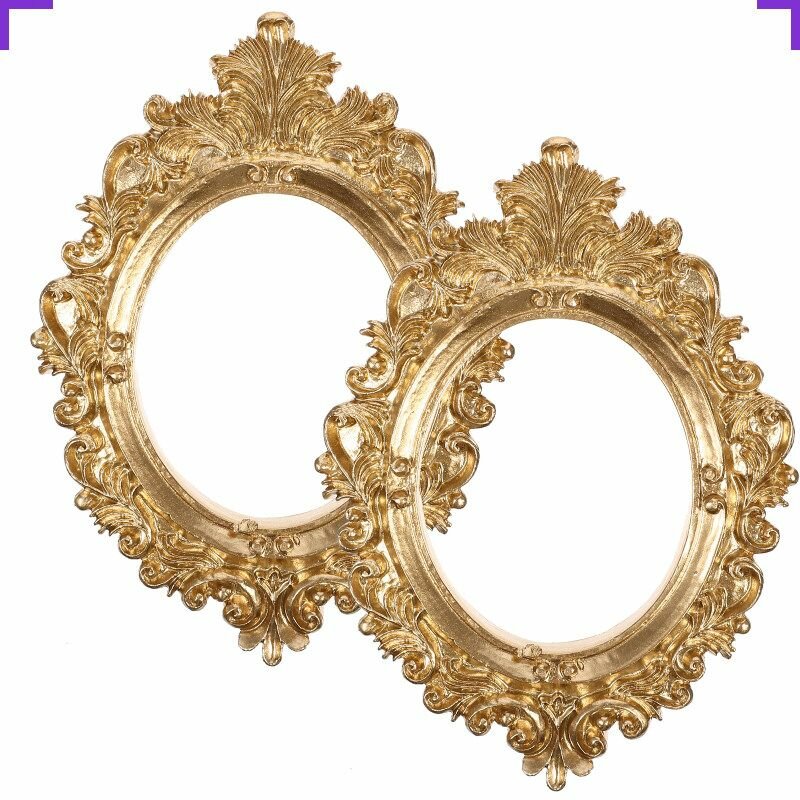 2 Шт Декоративные Фото Рамки Из Резины Винтажные Золотые Мини Рамки Для Фотографий 11X7 7Cm