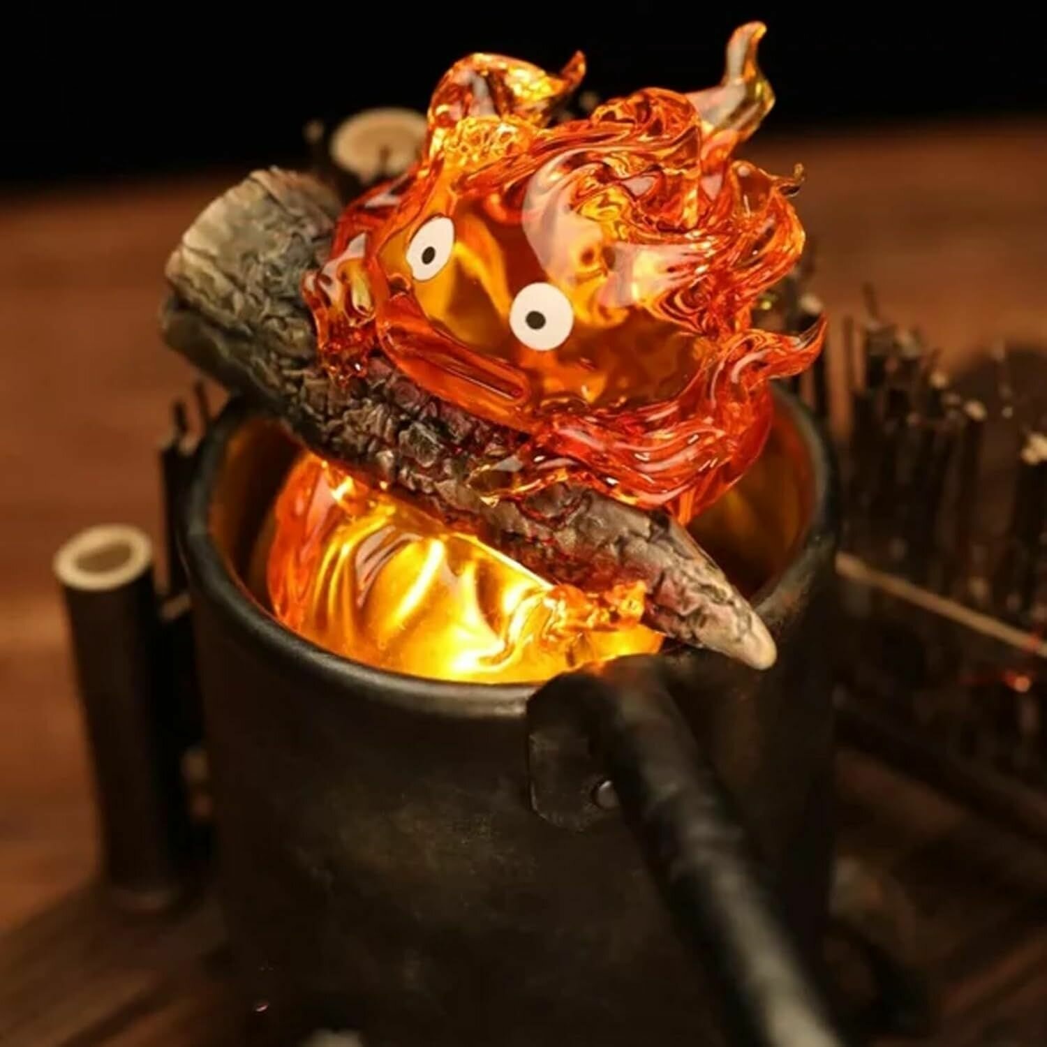 Ночник Calcifer, милый настольный светильник с мерцающим пламенем, который освещает вашу комнату, подходит для кемпинга, терапии, украшения.