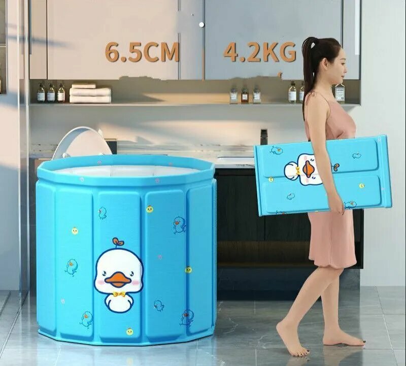 Легко переносится Складная душевая кабина 65*70cm,3 кг，Стиль маленькой голубой утки，Легко складывается，Сгущаться