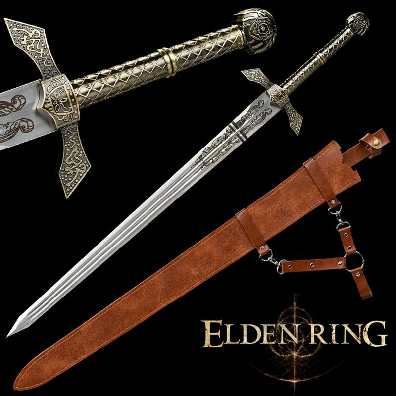 Двуручный меч Изгнанного рыцаря из Elden Ring, незаточенный - 111.3 см с ножнами, нержавеющая сталь