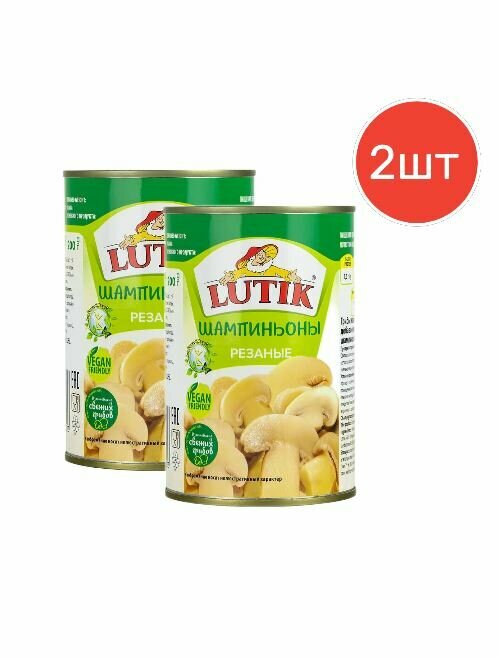 Шампиньоны резаные "Lutik" 400 г 2 шт